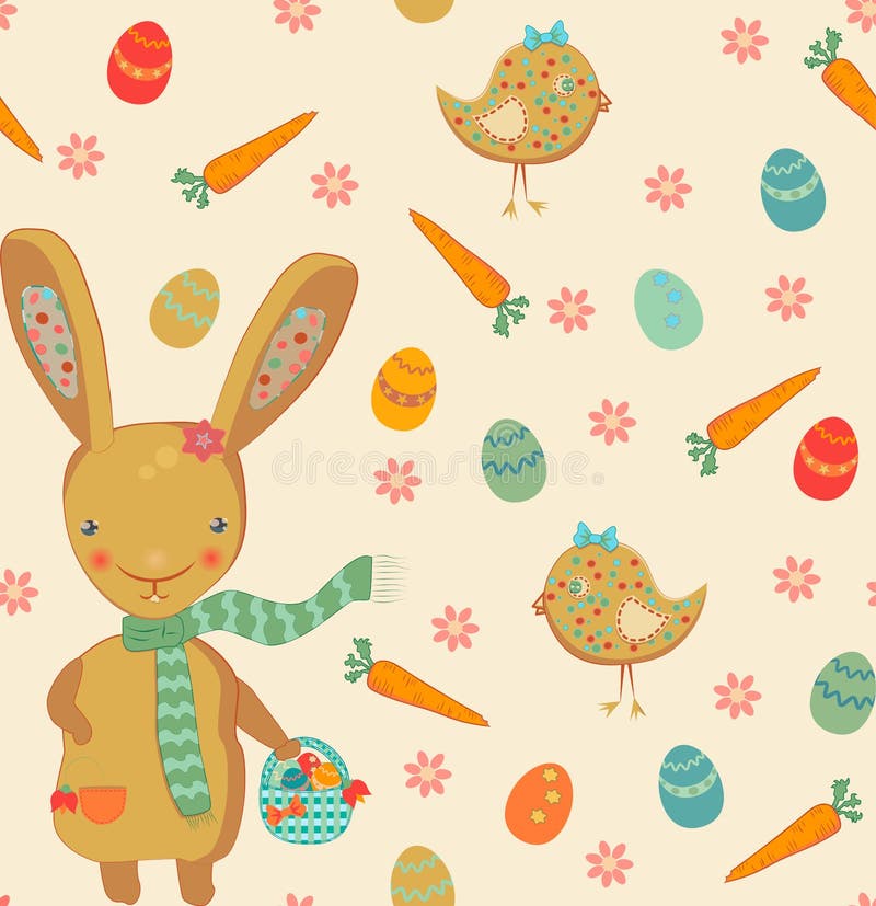Cute Easter Bunny Seamless Pattern Tile Stock Vector - Illustration of ...