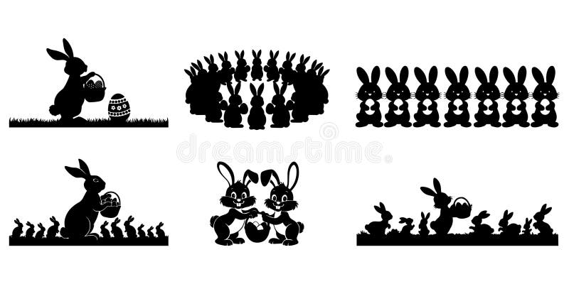 Cute Easter Bunny Silhouettes for Crafting and Design Stock Vector ...