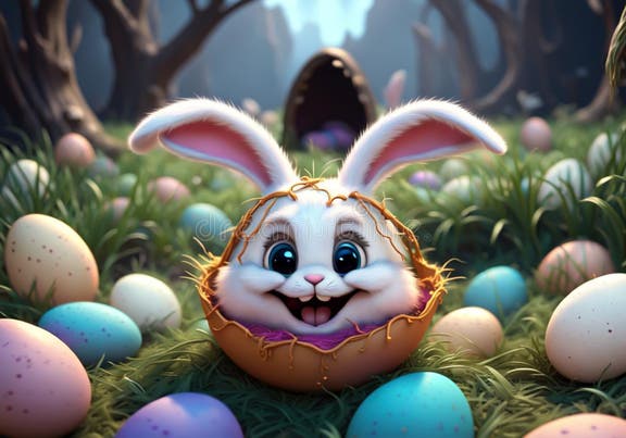 Cute Easter Bunny. Easter Time. Card Invitation Stock Illustration ...