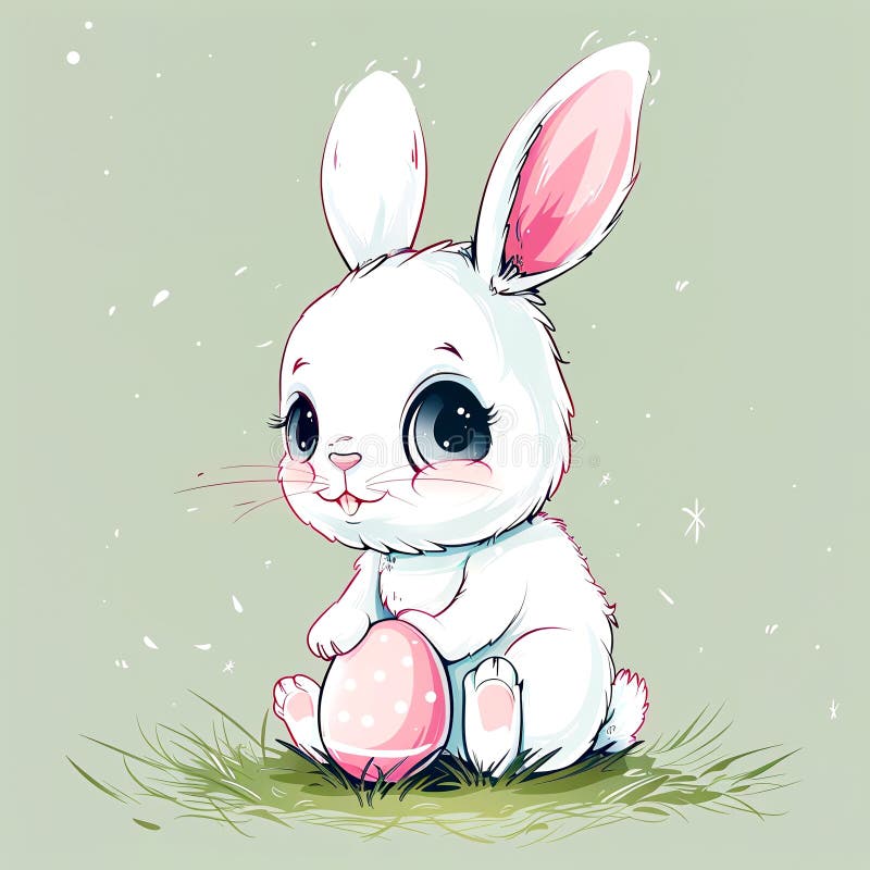 Cute Easter Bunny, Watercolor. AI Generated Stock Illustration ...