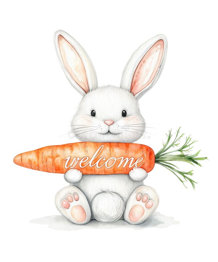 Cute Easter Bunny Welcome Sign Sublimation Stock Illustration ...