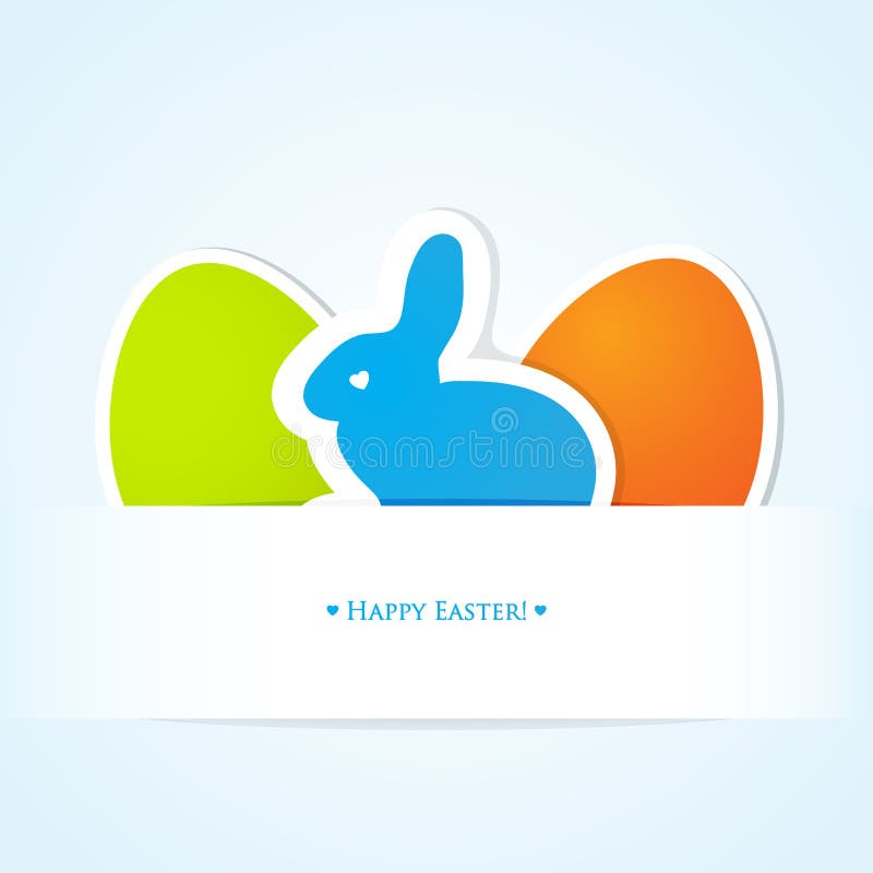 Cute Easter Card with Blue Bunny and Two Eggs Stock Vector ...
