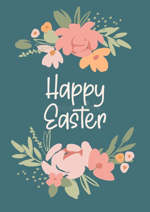 Cute Easter Card. Vector Design Template in Vintage Pastel Colors ...
