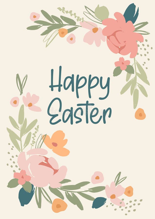 Cute Easter Card. Vector Design Template in Vintage Pastel Colors ...