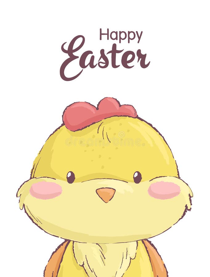 Cute Easter Chick on a White Background. Chicken Face Handmade Stock ...