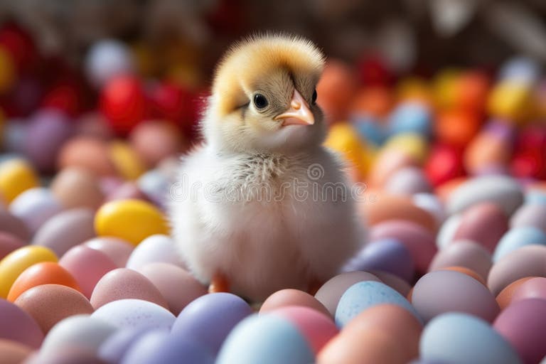 Cute Easter Chicken with Eggs. Ai Generated Stock Image - Image of cute ...