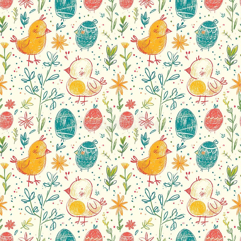 Cute Easter Doodle Childish Background Tile Stock Photo - Image of ...