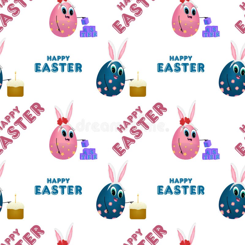 Cute Easter Egg Bunny Seamless Pattern - Festive Holiday Design Stock Vector - Illustration of ...