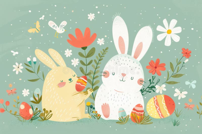 Cute Easter Illustration with Adorable Animals and Whimsical Details ...