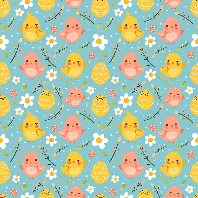 Cute Easter Pattern Background, Tile Stock Image - Image of colorful ...