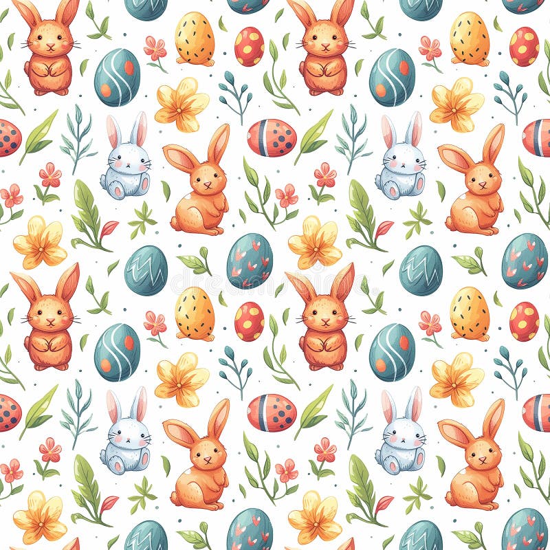 Cute Easter Pattern Background, Tile Stock Photo - Image of cute ...