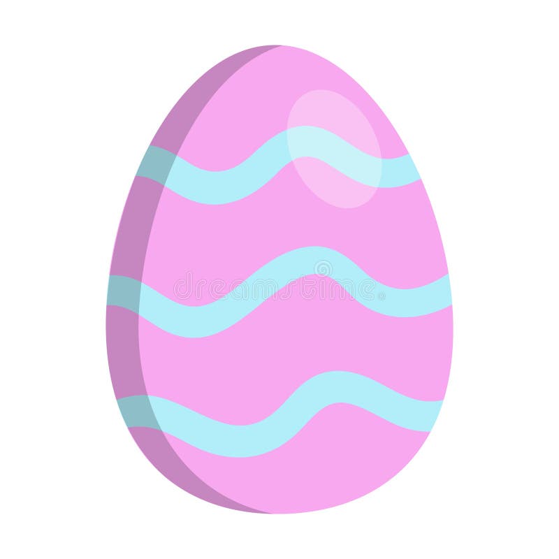 Cute Easter Pink Egg Vector. Decorated Egg with Blue Waves Patterns ...