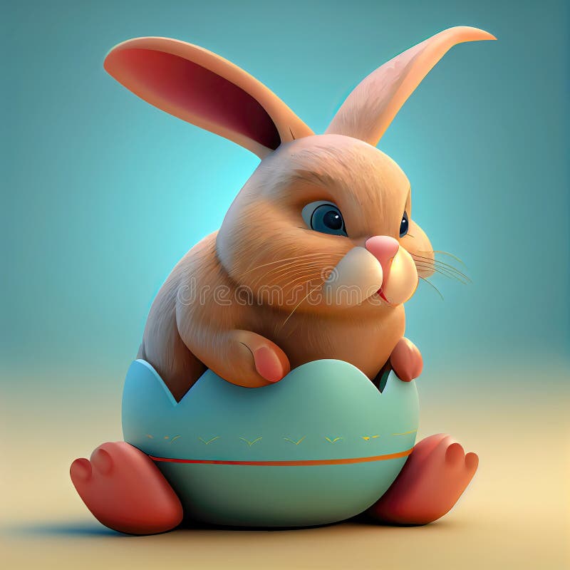 Cute Easter Rabbit Greeting Card Concept Made with Generative AI Stock ...