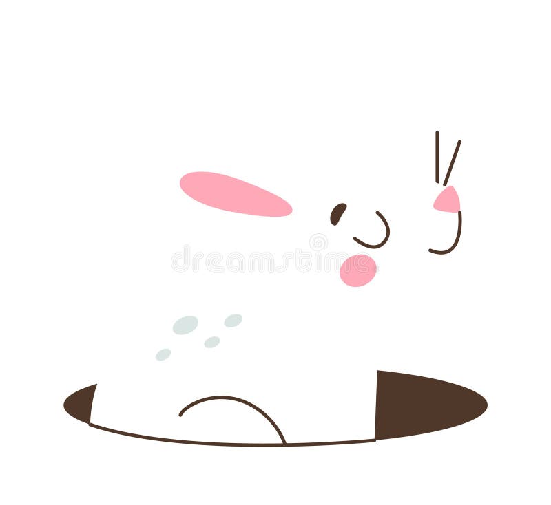 Cute Easter Rabbit in Hole Flat Icon Stock Vector - Illustration of ...