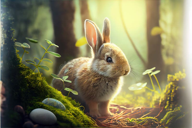 Cute Easter rabbit stock illustration. Illustration of spring - 265444590