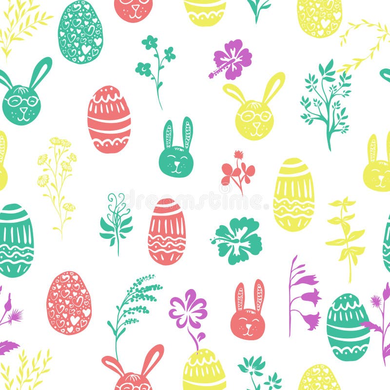Cute Easter Seamless Pattern. Hand Drawing. Not AI Stock Illustration ...