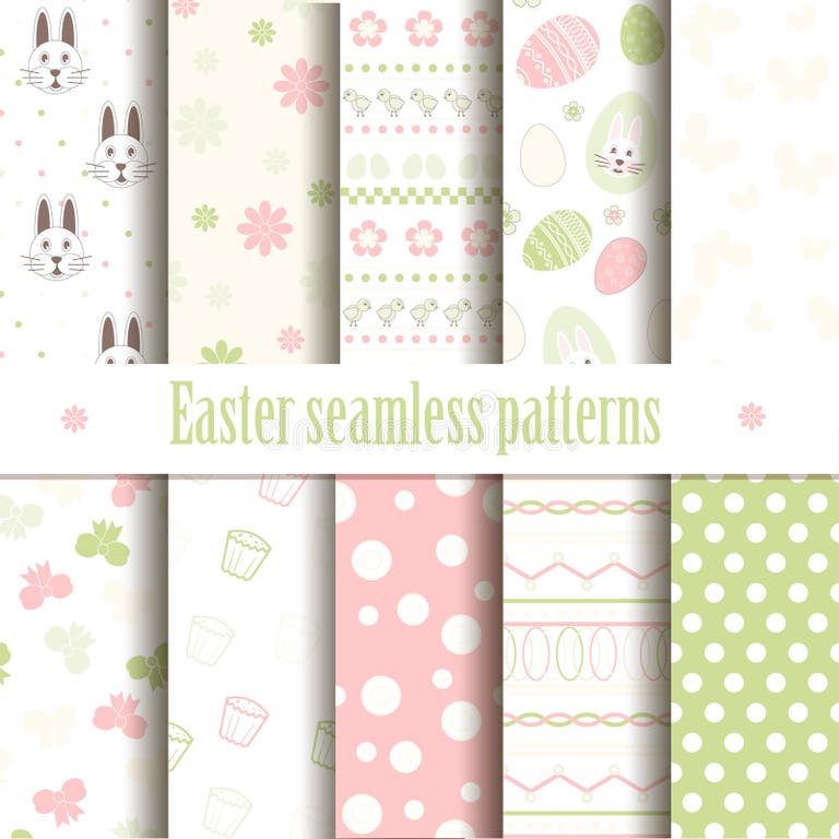 Cute Easter Seamless Vector Patterns. Stock Vector - Illustration of butterfly, cute: 88460772