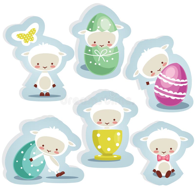Cute Easter Stickers Isolated Stock Vector - Illustration of happy ...