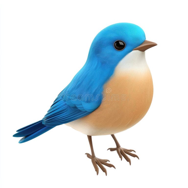 Adorable Bluebird, 3D Rendered Cartoon Bird on White Background Stock ...