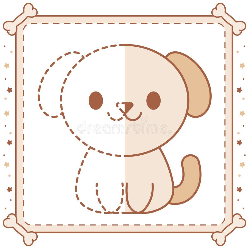 Cute Easy Dog Drawing with Dots Trace To Learn How To Draw and Color ...