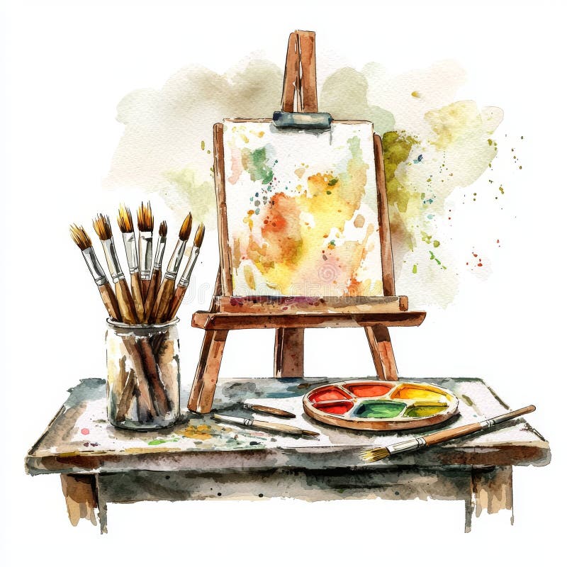 Cute and Easy Watercolor Art Crafted in Your Own Space Stock Photo ...