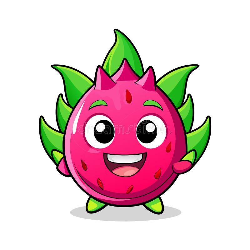 Cute Ecstatic Dragon Fruit Cartoon Character Stock Vector ...
