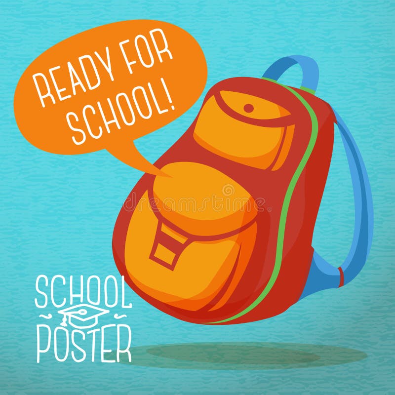 Cute Education Poster - Backpack, with Speech Stock Vector ...