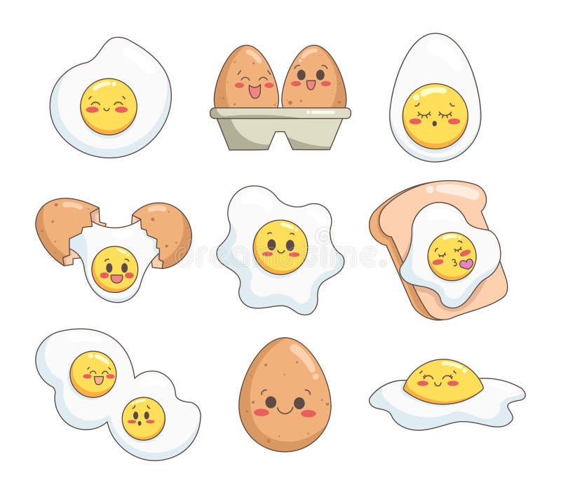 Cute Egg Character. Food Cooking Product Stock Illustration ...