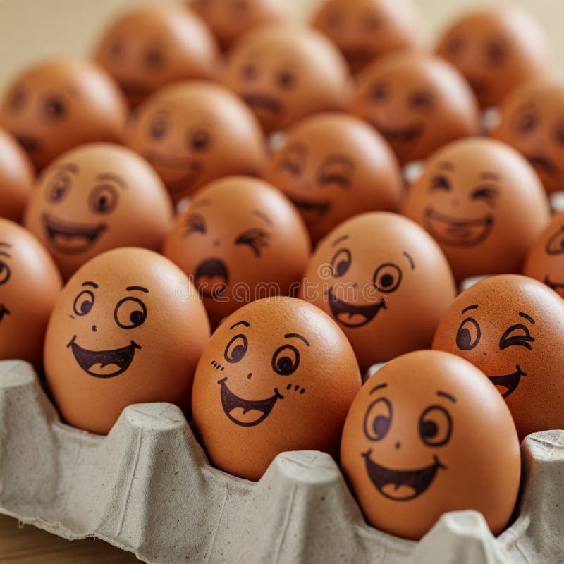 "Cute Egg Faces: a Carton Full of Emotions" Stock Photo - Image of ...
