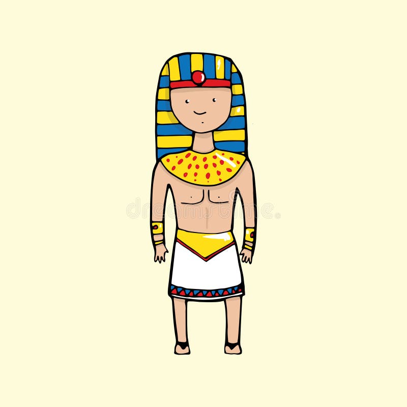 Cute Egyptian Pharaoh in Cartoon Style Stock Illustration ...