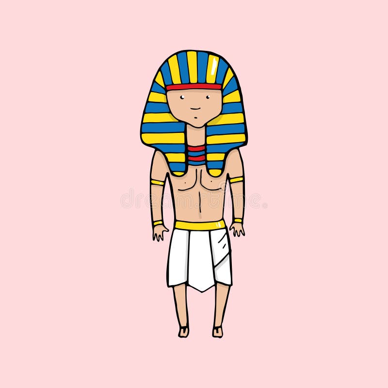 Cute Egyptian Pharaoh in Cartoon Style Stock Illustration ...