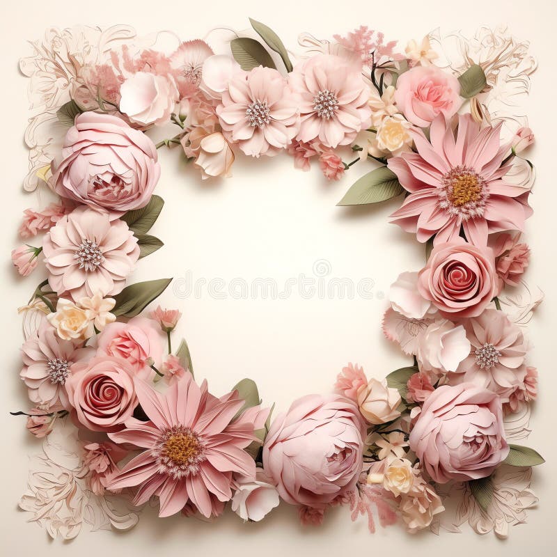 Cute Elegance in Bloom Floral Frame Watercolor Stock Illustration ...