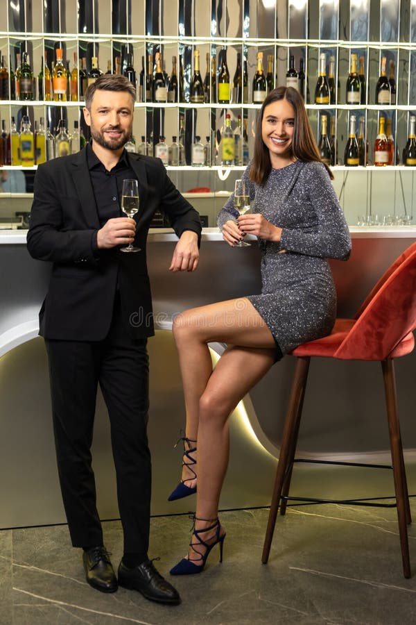 Cute Elegant Couple Feeling Festive at the Party Stock Image - Image of ...