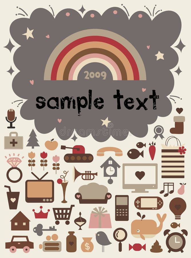 Set of Cute Doodle Elements Stock Vector - Illustration of baby, leaf ...