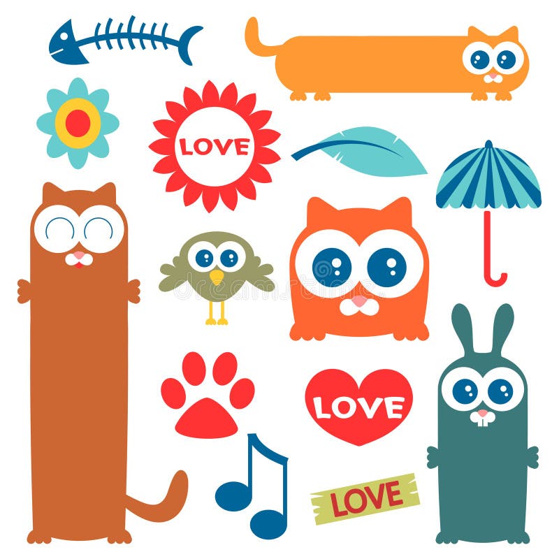 Cute elements for kids stock vector. Illustration of bird - 27208842