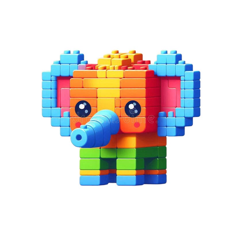 Cute Elephant Bricks on White Background Stock Illustration ...