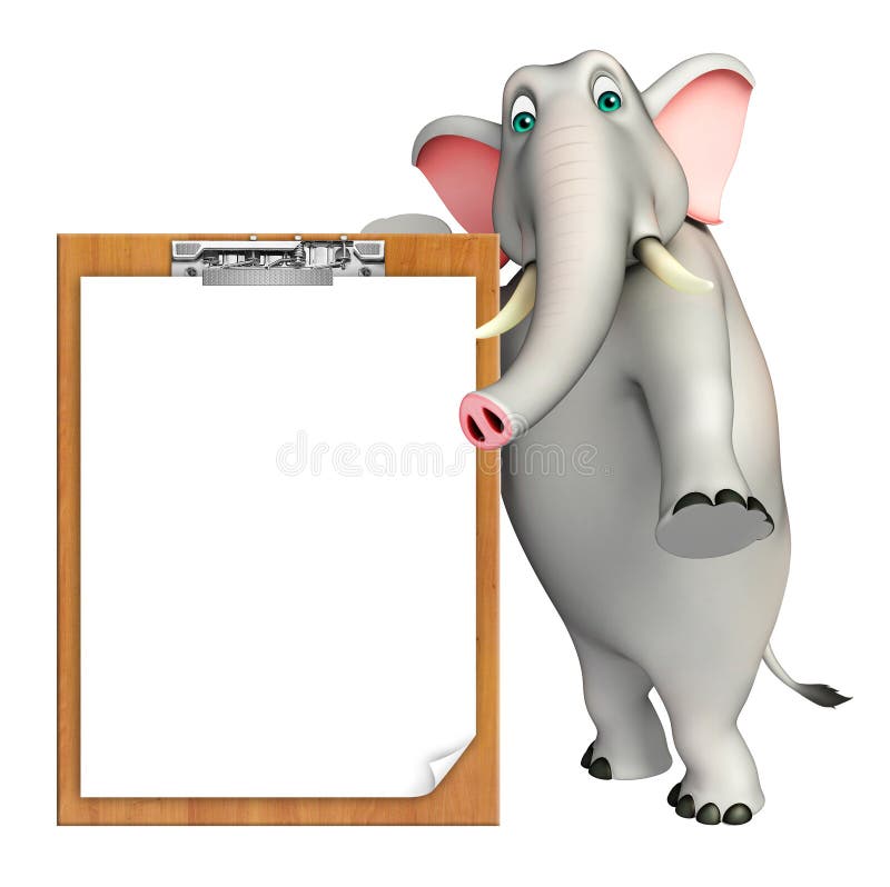 Cute Elephant Cartoon Character with Exam Pad Stock Illustration ...