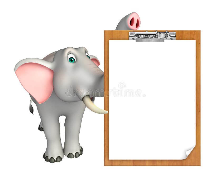 Cute Elephant Cartoon Character with Exam Pad Stock Illustration ...