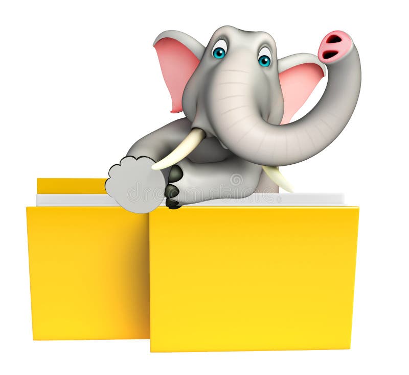 Cute Elephant Cartoon Character with Folder Stock Illustration ...