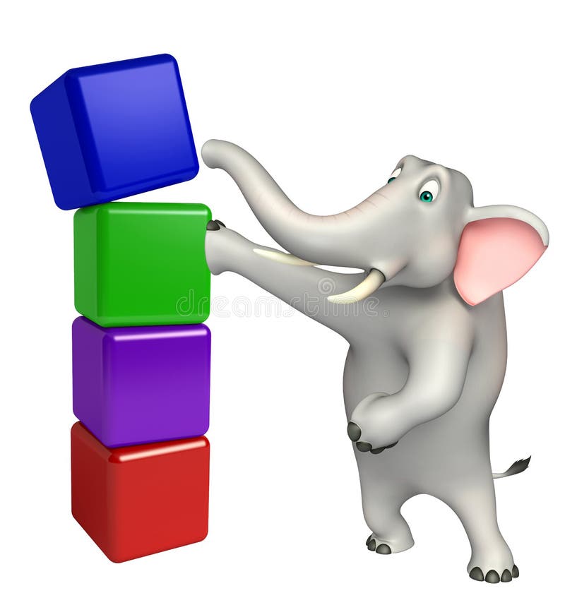 Cute Elephant Cartoon Character with Level Stock Illustration ...