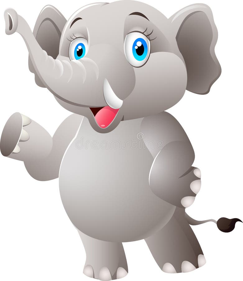 Cute Elephant Cartoon Standing Stock Vector - Illustration of isolated ...