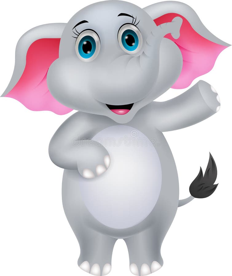 Cute Elephant Cartoon Waving Hand Stock Vector - Illustration of fauna ...