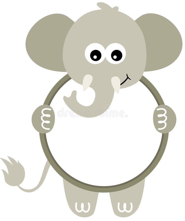 Cute Elephant with Circle Blank Sign Stock Vector - Illustration of ...