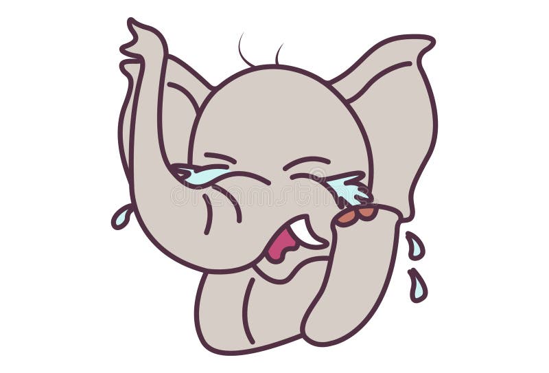 Crying Elephant, Illustration, Vector Stock Vector - Illustration of cute, design: 207020374