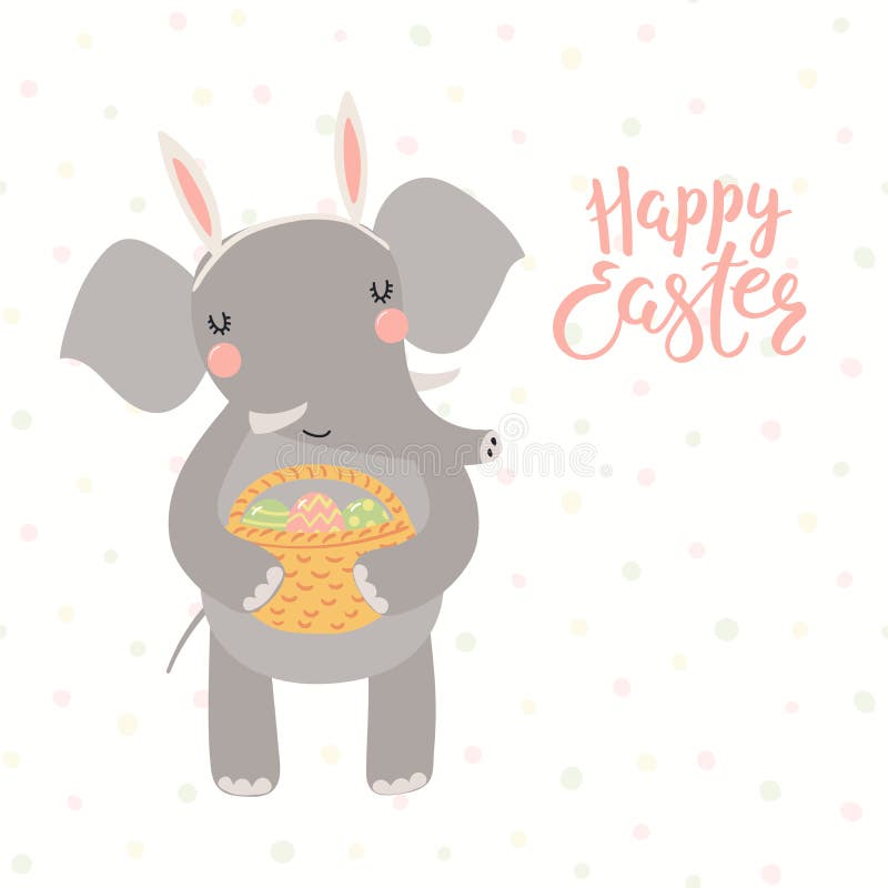 Happy Easter Elephant Stock Illustrations – 229 Happy Easter Elephant ...