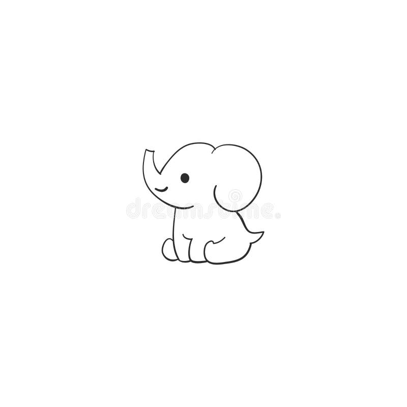 Cute Elephant Icon, Vector Illustration, Doodle Style Stock Vector ...