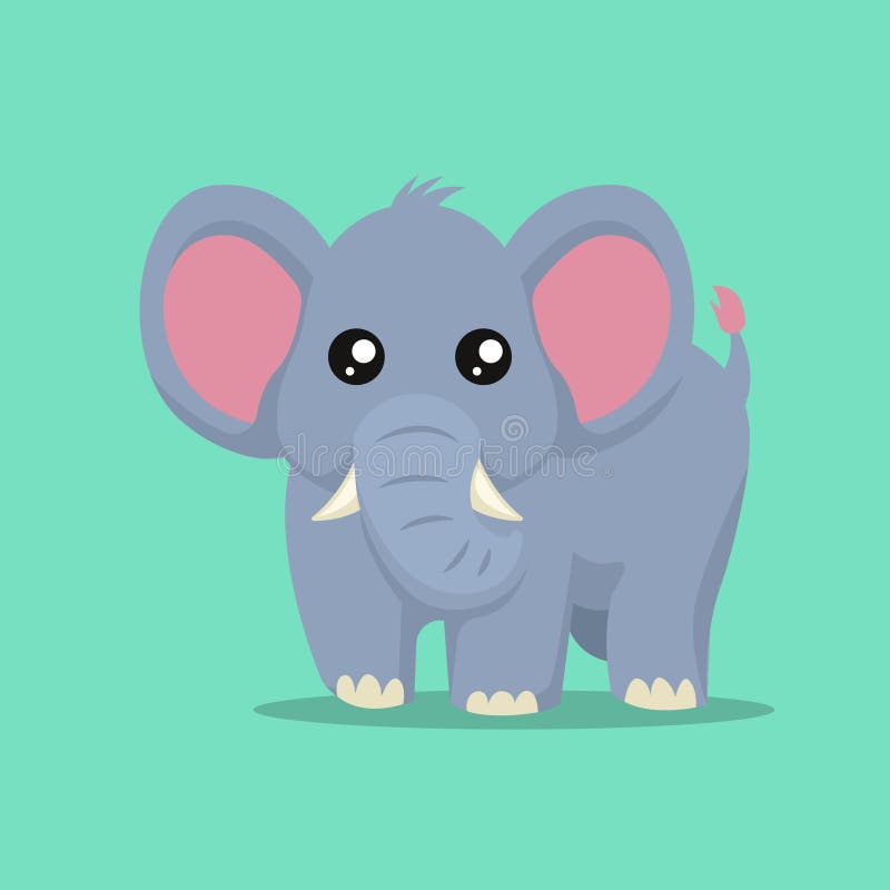 Cute and Simple Baby Elephant Character Design Illustration Stock ...