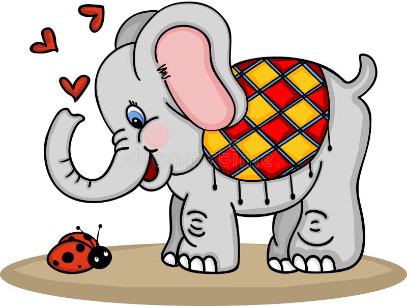Cute elephant and ladybug stock vector. Illustration of handmade - 95191352