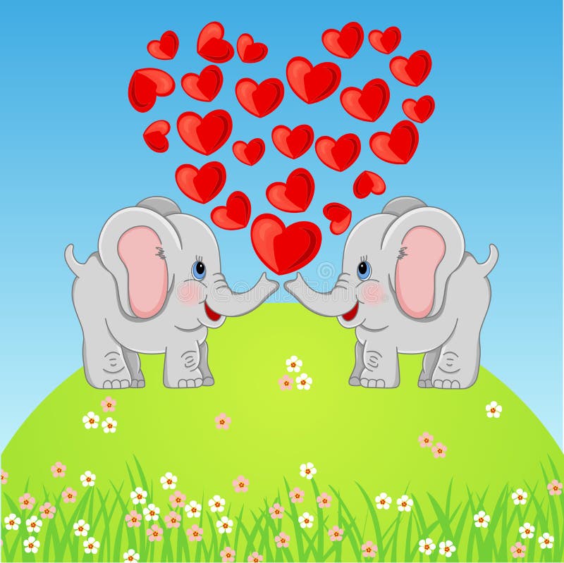 Cute Elephant in Love stock vector. Illustration of cartoon - 39019878