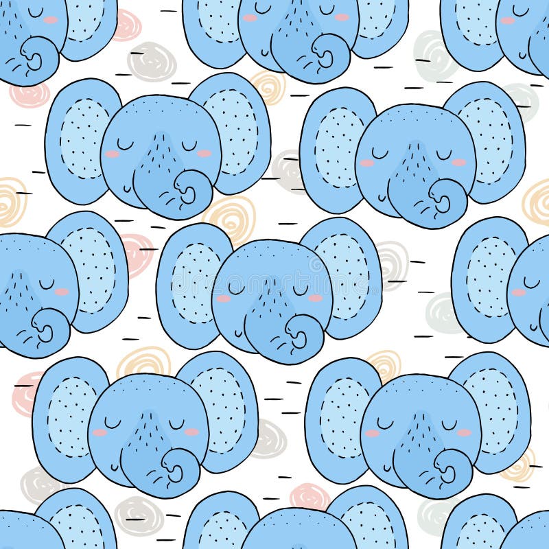 Cute Elephant Pattern Print for Kids Stock Vector - Illustration of ...